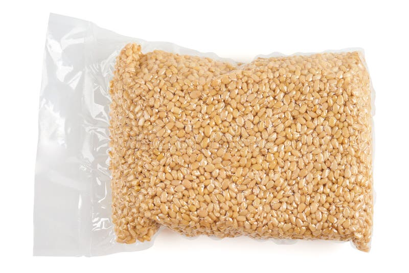 Pine nuts in package stock image. Image of isolated, food - 89569989