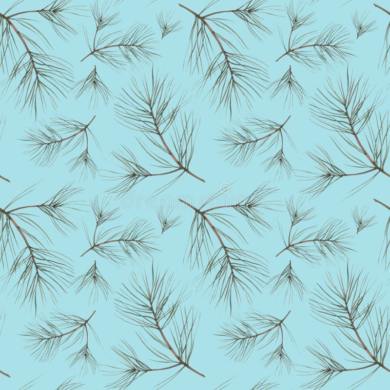 Pine Pattern. Watercolor Illustration, Drawing for Fabric. Stock ...
