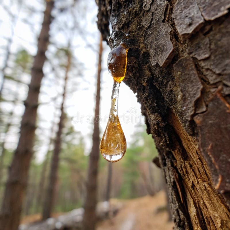 Pine Resin Drop on Wounded Tree Stock Illustration - Illustration of ...