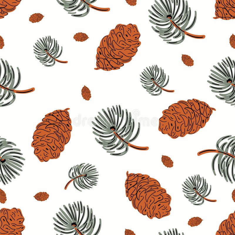 Pine Seamless Hand Drawn Pattern Winter Forest Stock Vector ...
