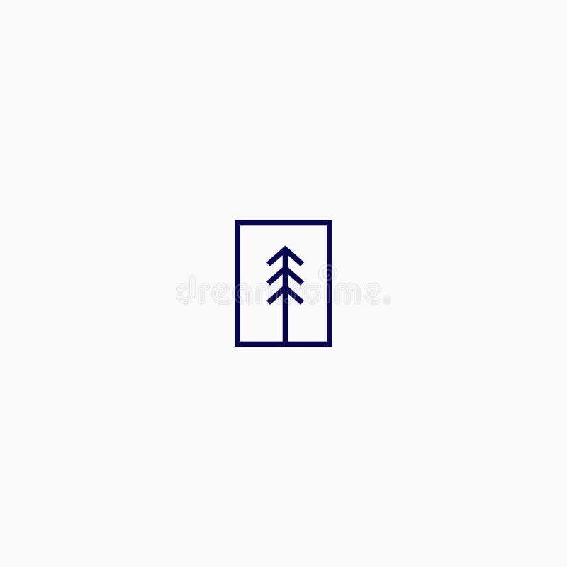 Pine Tree with Rectangular Park Logo Icon Design Template. Tree, Nature ...
