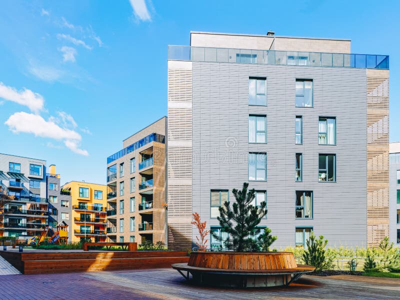 Pine Tree at Architectural Complex of Apartment Residential Building ...