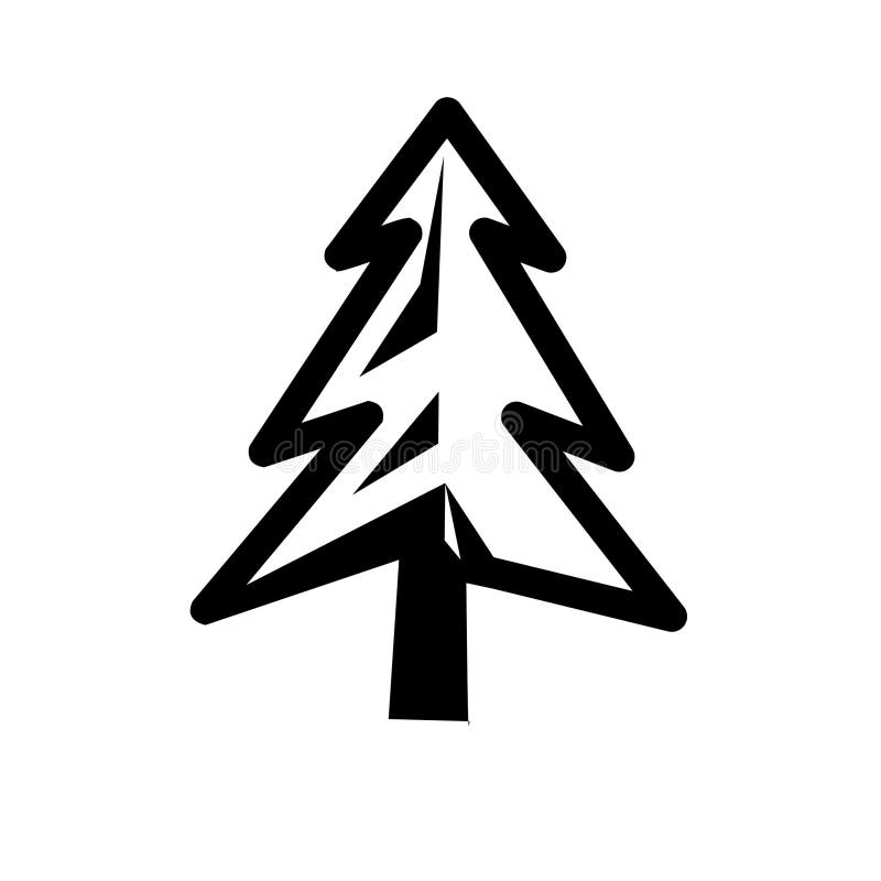 Pine-tree Black Icon, Silhouette and Vector Logo. Nature Sign and ...
