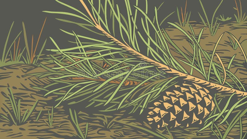 Pine Tree Branch with Cone, Nature Detail and Texture Vector Design ...