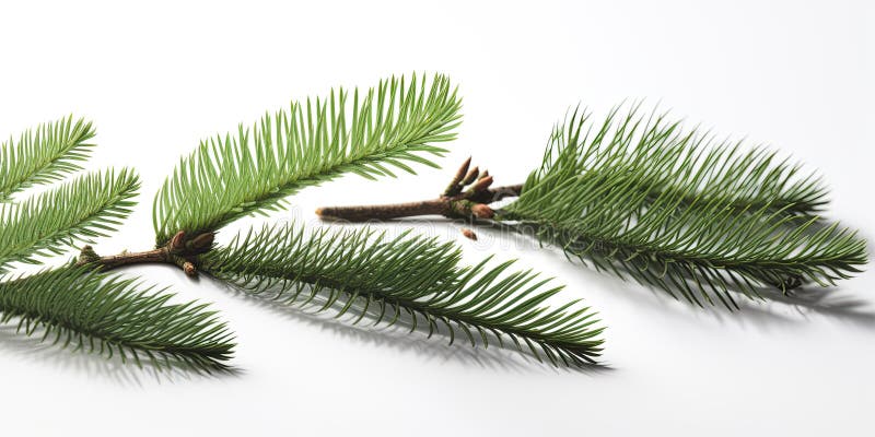 Pine Tree Branch on White Background Stock Illustration - Illustration ...