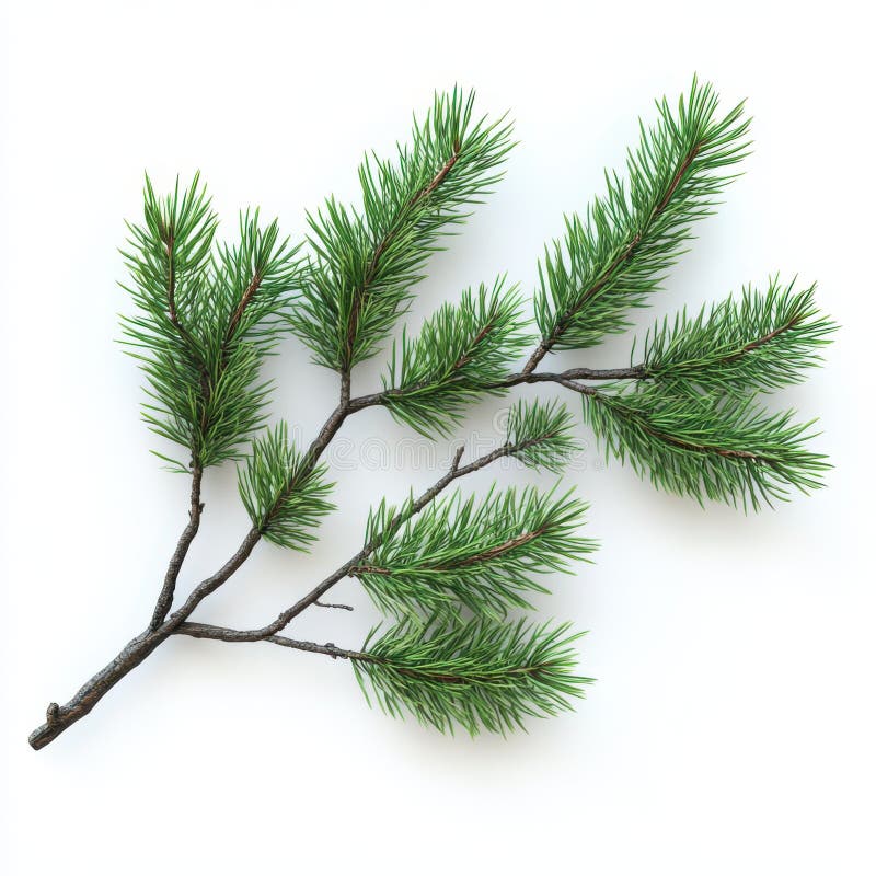 Pine Tree Branch Isolated on Transparent Background, 3D Rendering Stock ...