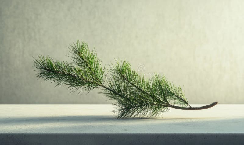 A Pine Tree Branch is Laying on a Table Stock Illustration ...