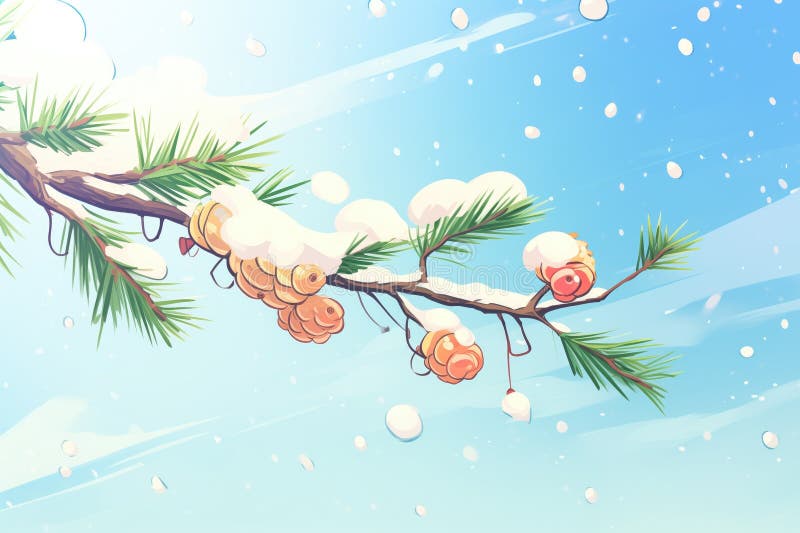 A Pine Tree Branch Sagging with Heavy Snow Stock Illustration ...