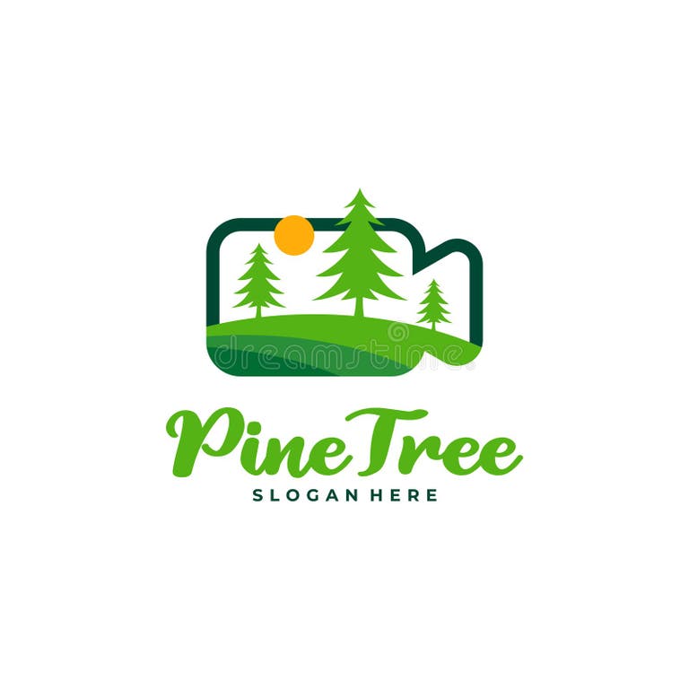 Pine Tree with Camera Logo Design Vector. Creative Pine Tree Logo ...