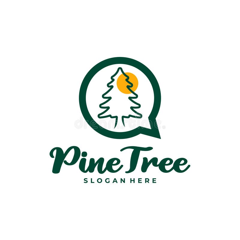 Pine Tree with Chat Logo Design Vector. Creative Pine Tree Logo Concepts Template Stock Vector ...
