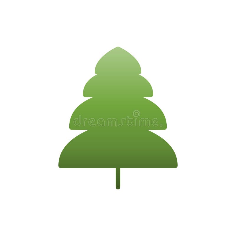 Set of Pine Tree Flat Icon with Green Gradient Colour, Vector Stock ...
