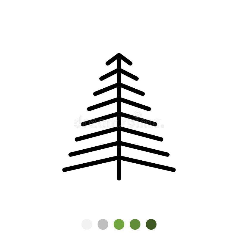 Pine Tree or Christmas Tree Outline Icon, Vector Stock Vector ...