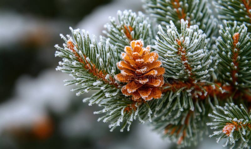 Pine Tree Close-up, Snow Clinging, Sharp Needles Stock Photo - Image of ...