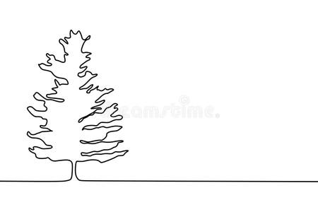 Pine Tree Continuous One Line Drawing Minimalist Design Stock Vector ...