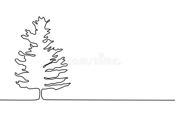 Pine Tree Continuous One Line Drawing Minimalist Design Stock Vector ...
