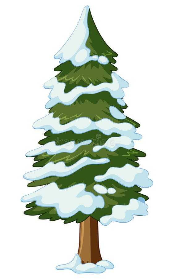 Pine Tree Covered with Snow Stock Vector - Illustration of snow ...