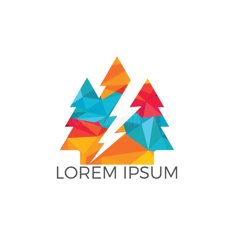 Pine Tree Electric Logo Design. Stock Vector - Illustration of ...