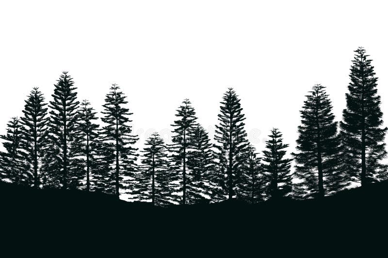 Pine Tree Forest Silhouette Isolated Oon White Background Stock Photo ...