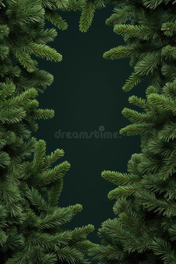 A Pine Tree Frame Against a Dark Background. Can Be Used for Nature-themed Designs or As a ...