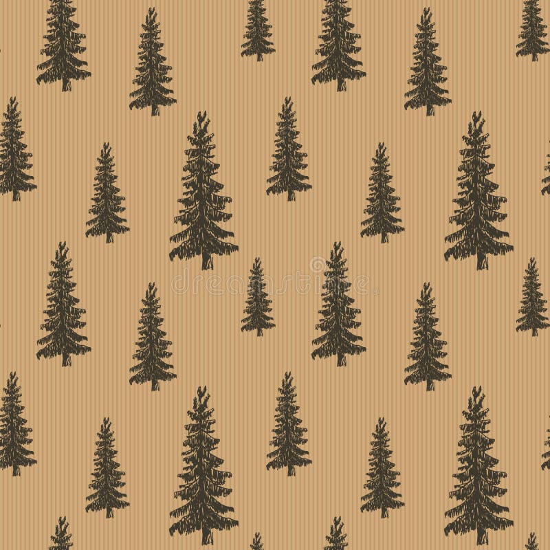 Pine Tree Seamless Pattern. New Year and Christmas Background, Vector Illustration Stock Vector ...