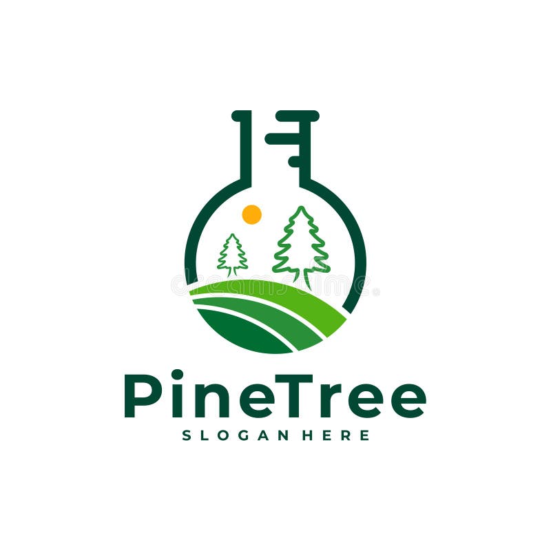 Pine Tree with Lab Logo Design Vector. Creative Pine Tree Logo Concepts ...