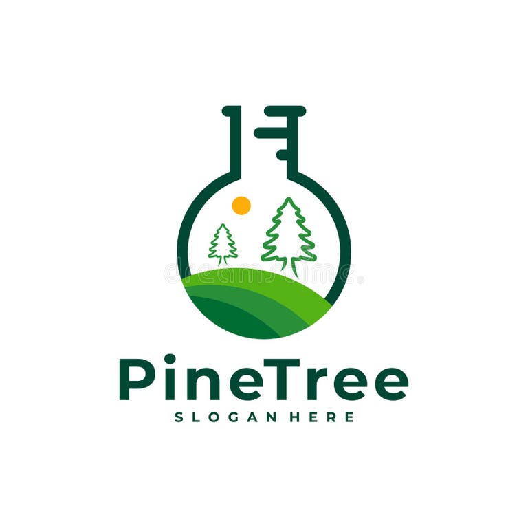 Pine Tree with Lab Logo Design Vector. Creative Pine Tree Logo Concepts ...