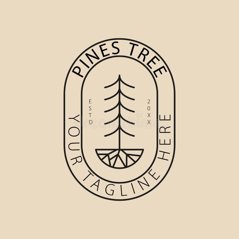 Pine Tree Line Art Logo, Icon and Symbol, with Emblem Illustration ...
