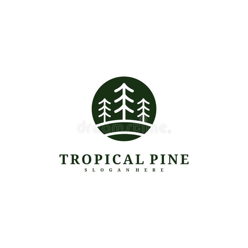 Pine Tree Logo Design Vector Template, Tropical Forest Logo Concepts ...