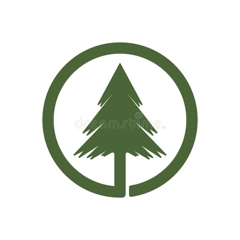 Pine Tree Logo Template Icon Stock Vector - Illustration of retro ...