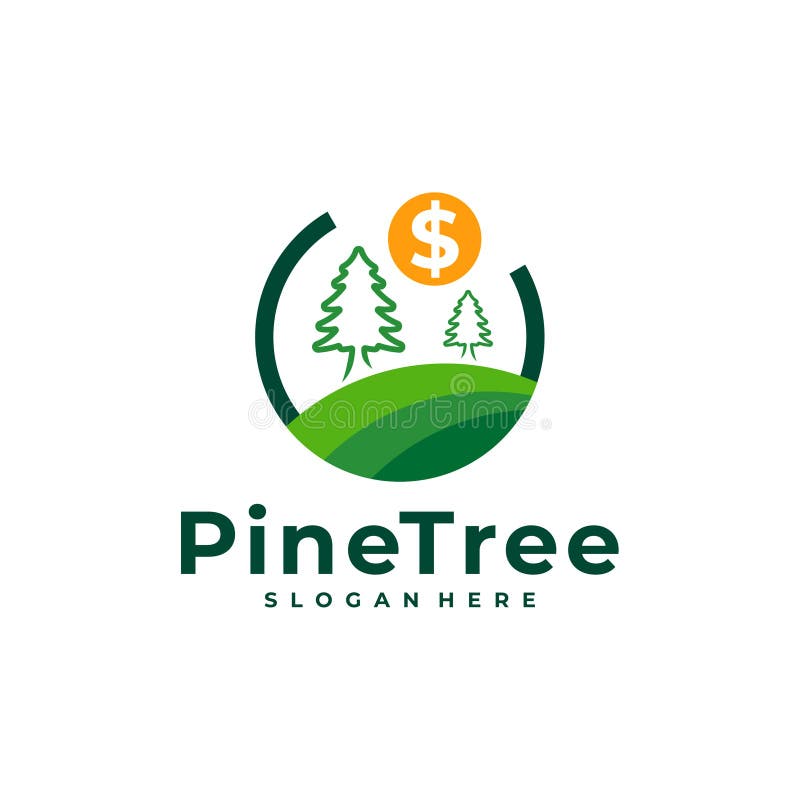 Pine Tree with Money Logo Design Vector. Creative Pine Tree Logo Concepts Template Stock Vector ...