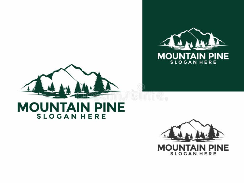 Pine Tree and Mountain Logo Icon Design Illustration Vector, Evergreen ...