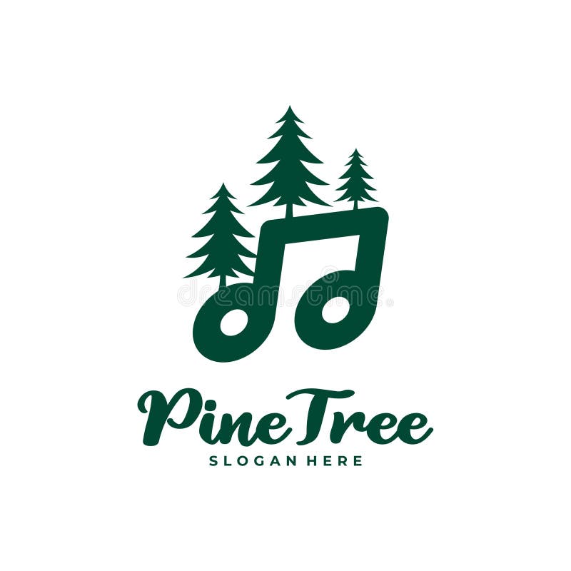 Pine Tree with Note Music Logo Design Vector. Creative Pine Tree Logo ...