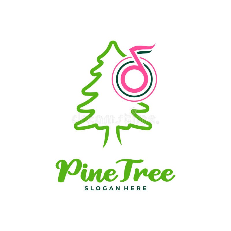 Pine Tree with Note Music Logo Design Vector. Creative Pine Tree Logo ...