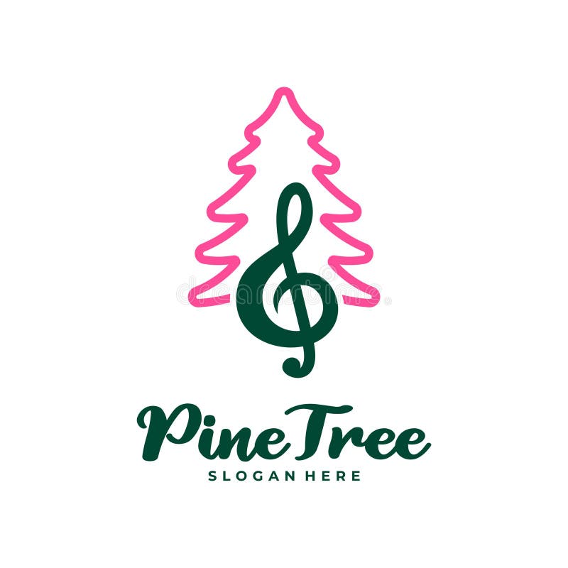 Pine Tree with Note Music Logo Design Vector. Creative Pine Tree Logo ...