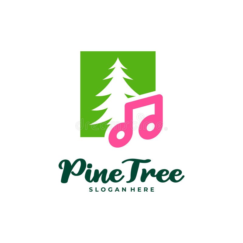 Pine Tree with Note Music Logo Design Vector. Creative Pine Tree Logo ...