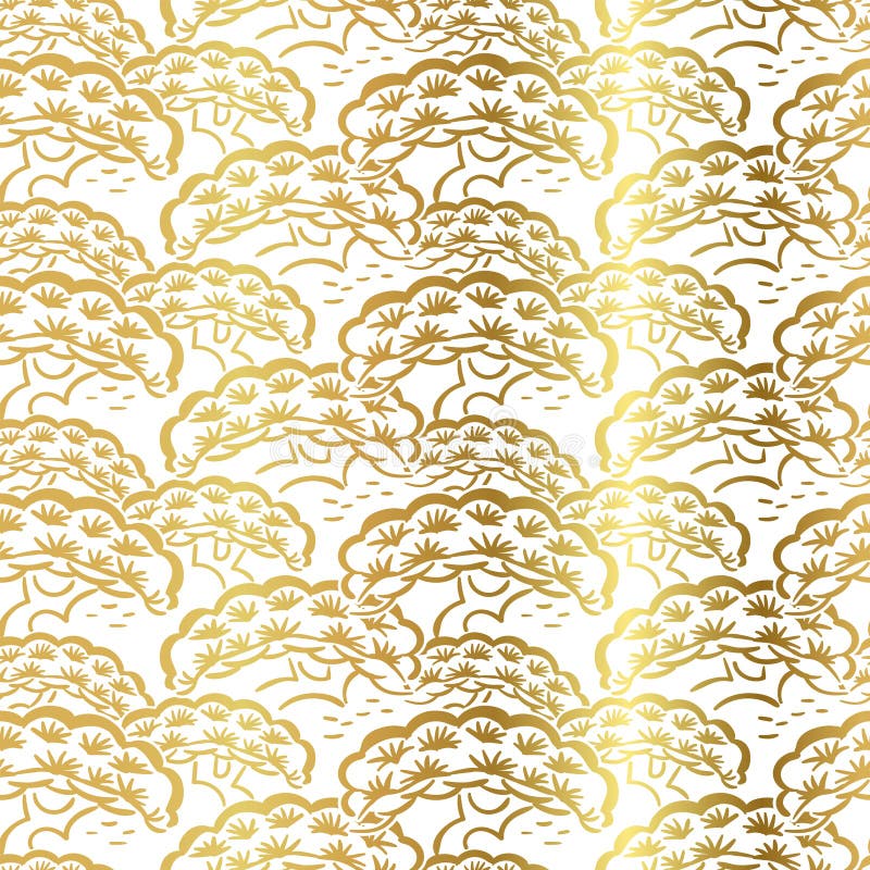 Pine Tree Oriental Japanese Chinese Vector Design Seamless Pattern ...
