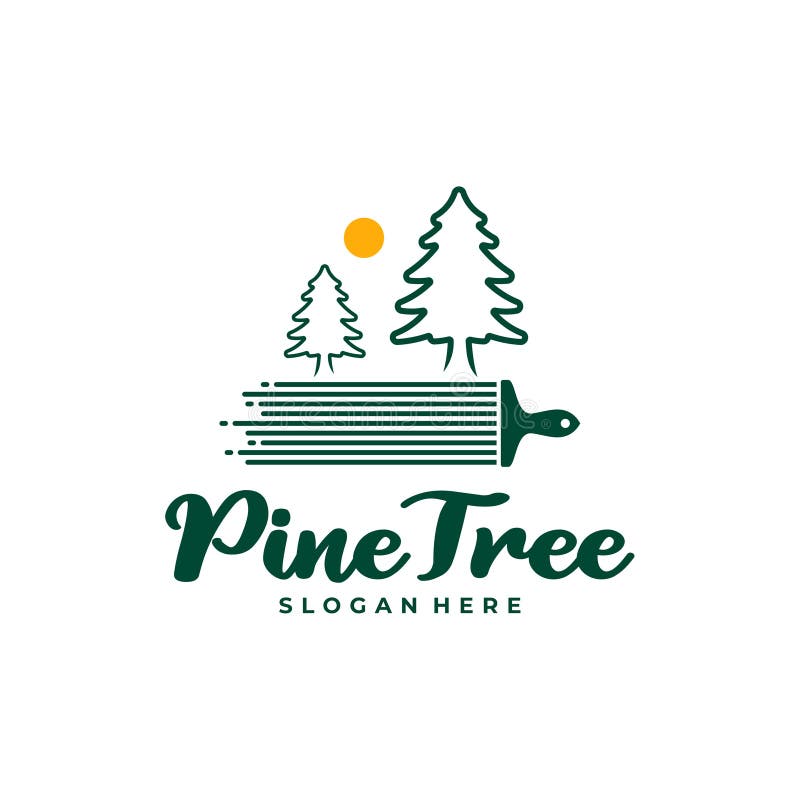 Pine Tree with Paint Logo Design Vector. Creative Pine Tree Logo ...