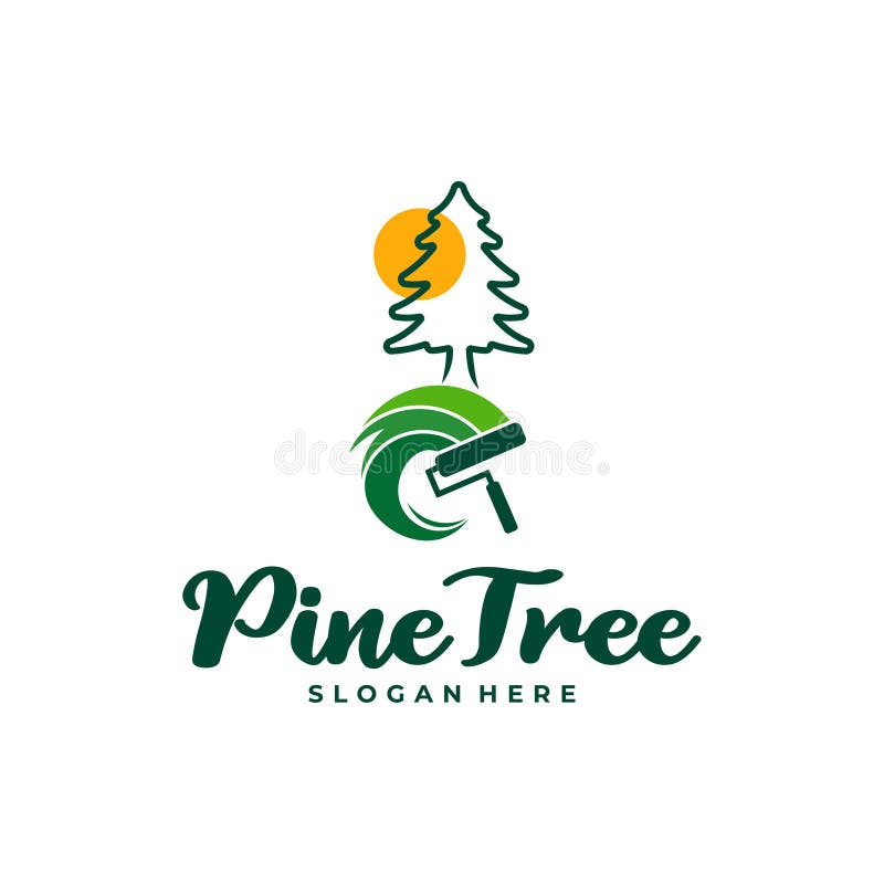 Pine Tree with Paint Logo Design Vector. Creative Pine Tree Logo ...