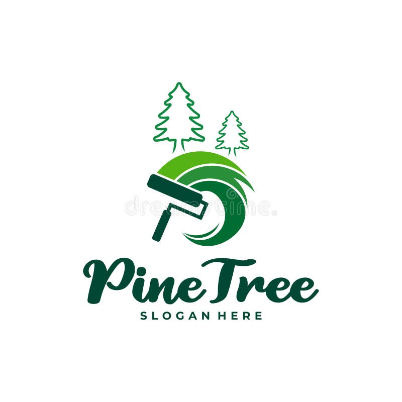 Pine Tree with Paint Logo Design Vector. Creative Pine Tree Logo ...
