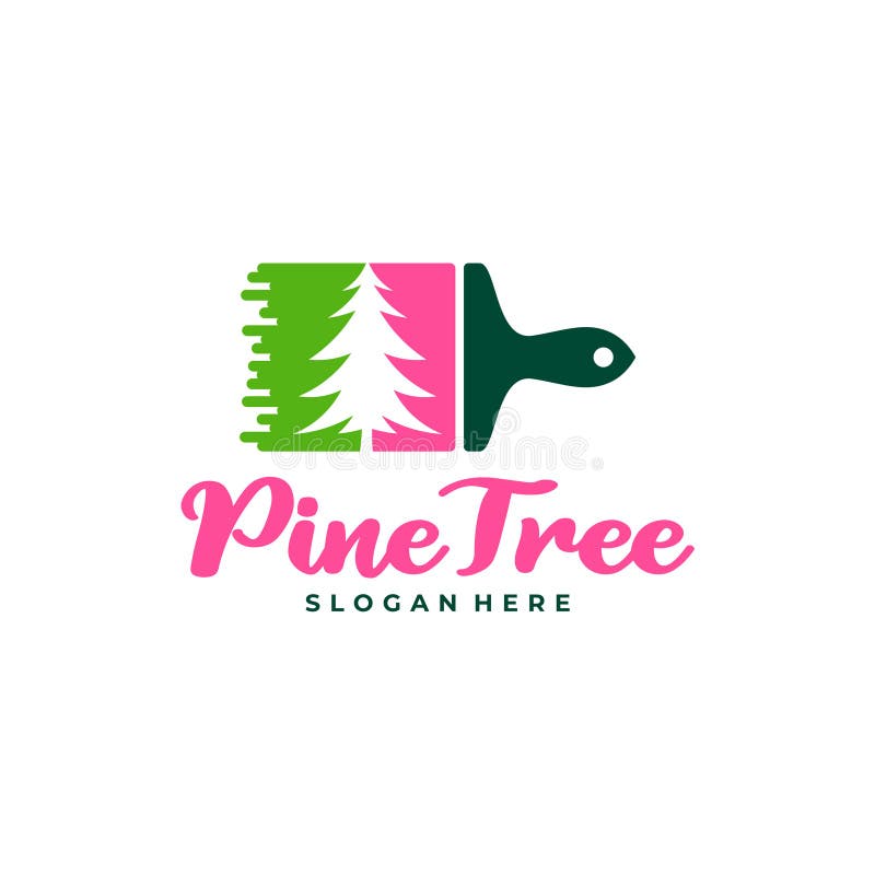 Pine Tree with Paint Logo Design Vector. Creative Pine Tree Logo ...