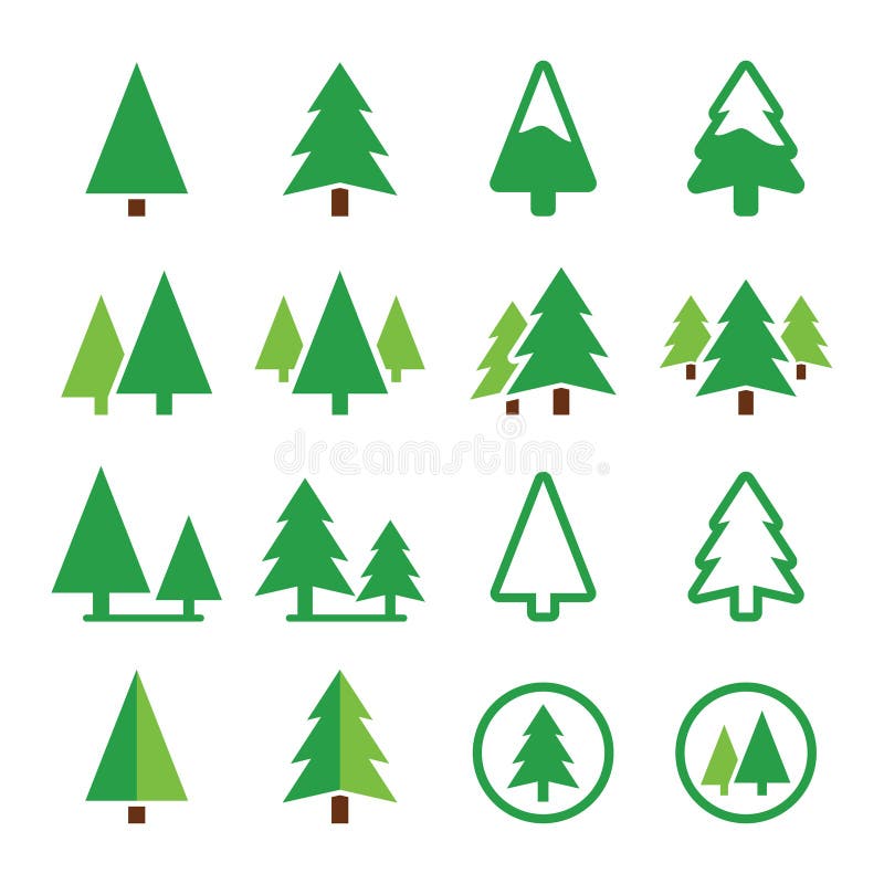 Pine tree icons set stock illustration. Illustration of nature - 34742162