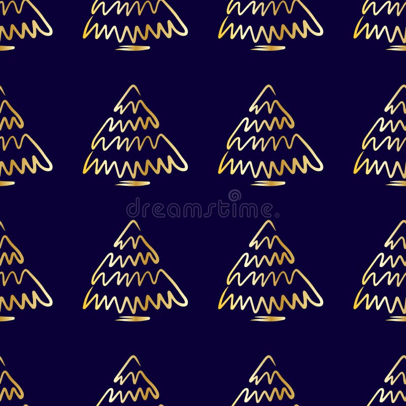 Pine Tree Pattern Gold-04 stock vector. Illustration of glitter - 162949554