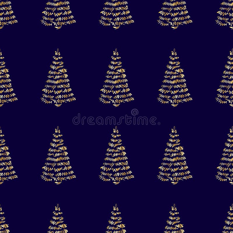 Pine Tree Pattern Gold-06 stock vector. Illustration of christmas - 162949731