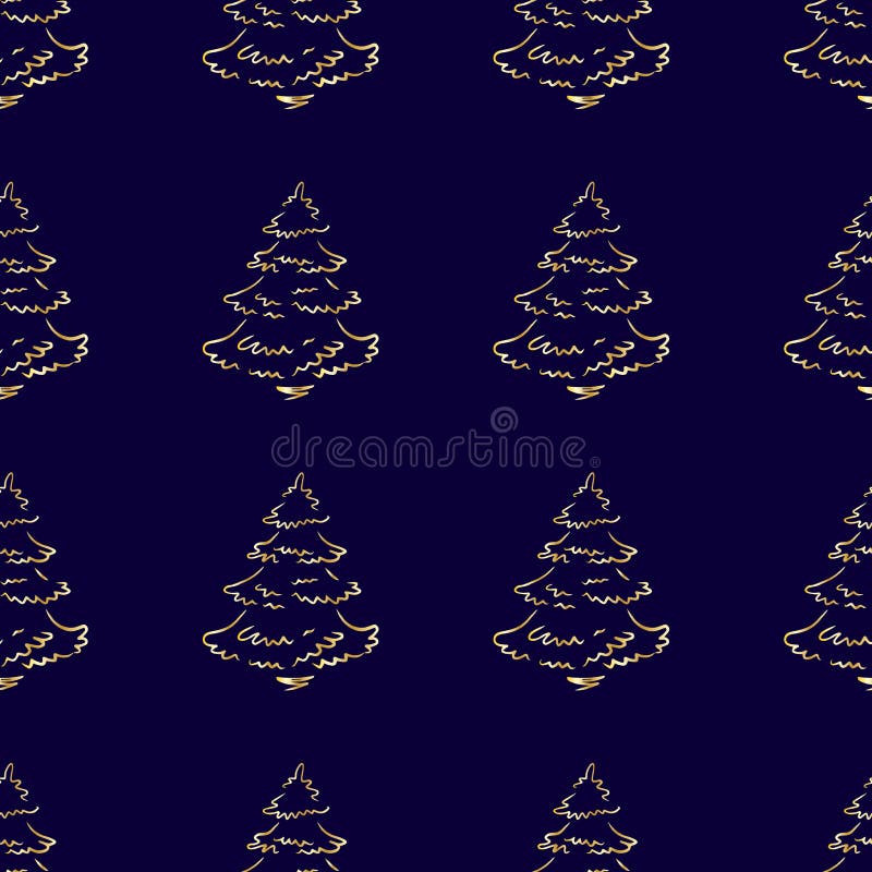 Pine Tree Pattern Gold-10 stock vector. Illustration of seamless ...