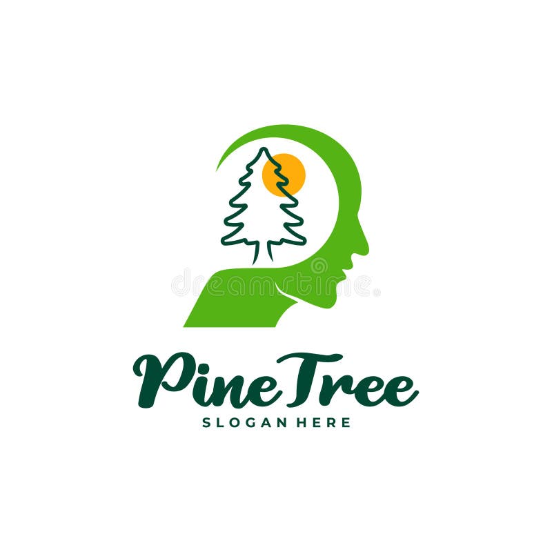 Pine Tree with People Logo Design Vector. Creative Pine Tree Logo ...