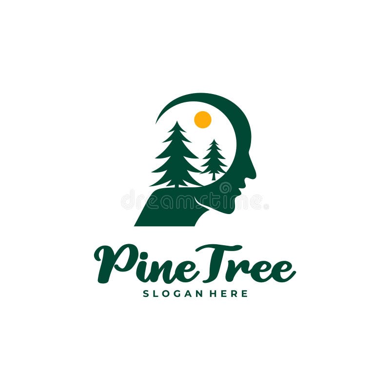 Pine Tree with People Logo Design Vector. Creative Pine Tree Logo ...
