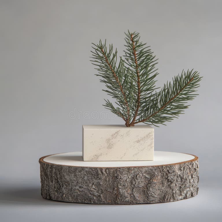 Pine Tree on the Podium. 3D Render. Vector Illustration Stock ...