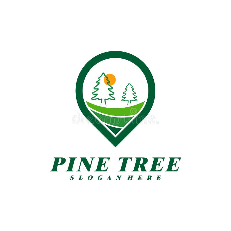 Pine Tree with Point Logo Design Vector. Creative Pine Tree Logo ...