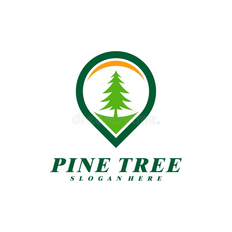 Pine Tree with Point Logo Design Vector. Creative Pine Tree Logo ...