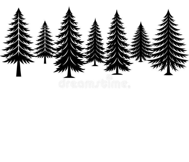 Pine Tree Silhouettes Vector for Nature-Themed Designs, Winter Scenes ...